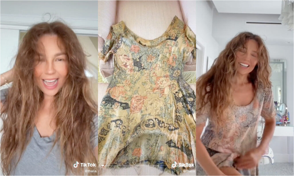 *Thalía se transforma en ‘Marimar’* (con el mismo vestido) 28 años después