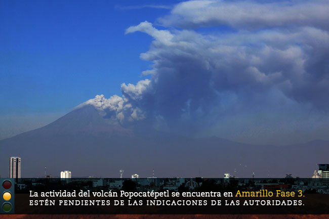 Cenapred pronostica lluvia de ceniza y material incandescente del Popo