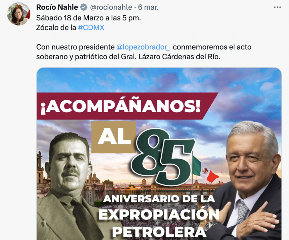 Funcionarios federales impulsan acto masivo de AMLO por la expropiación petrolera