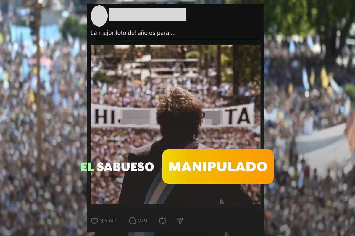 ¿Esta pancarta muestra grosería a Javier Milei? Falso, la imagen fue ...