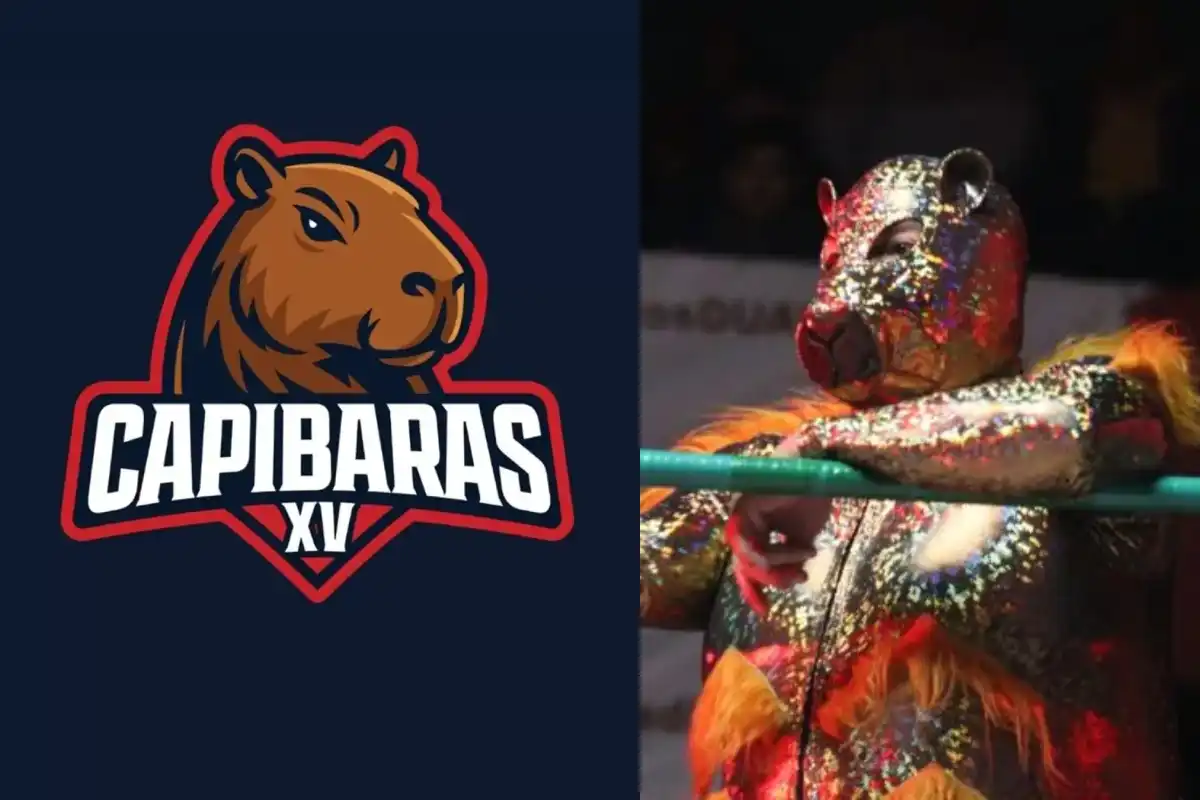 ¡Capibaras en el deporte! Un luchador y un equipo de rugby con piel de ...